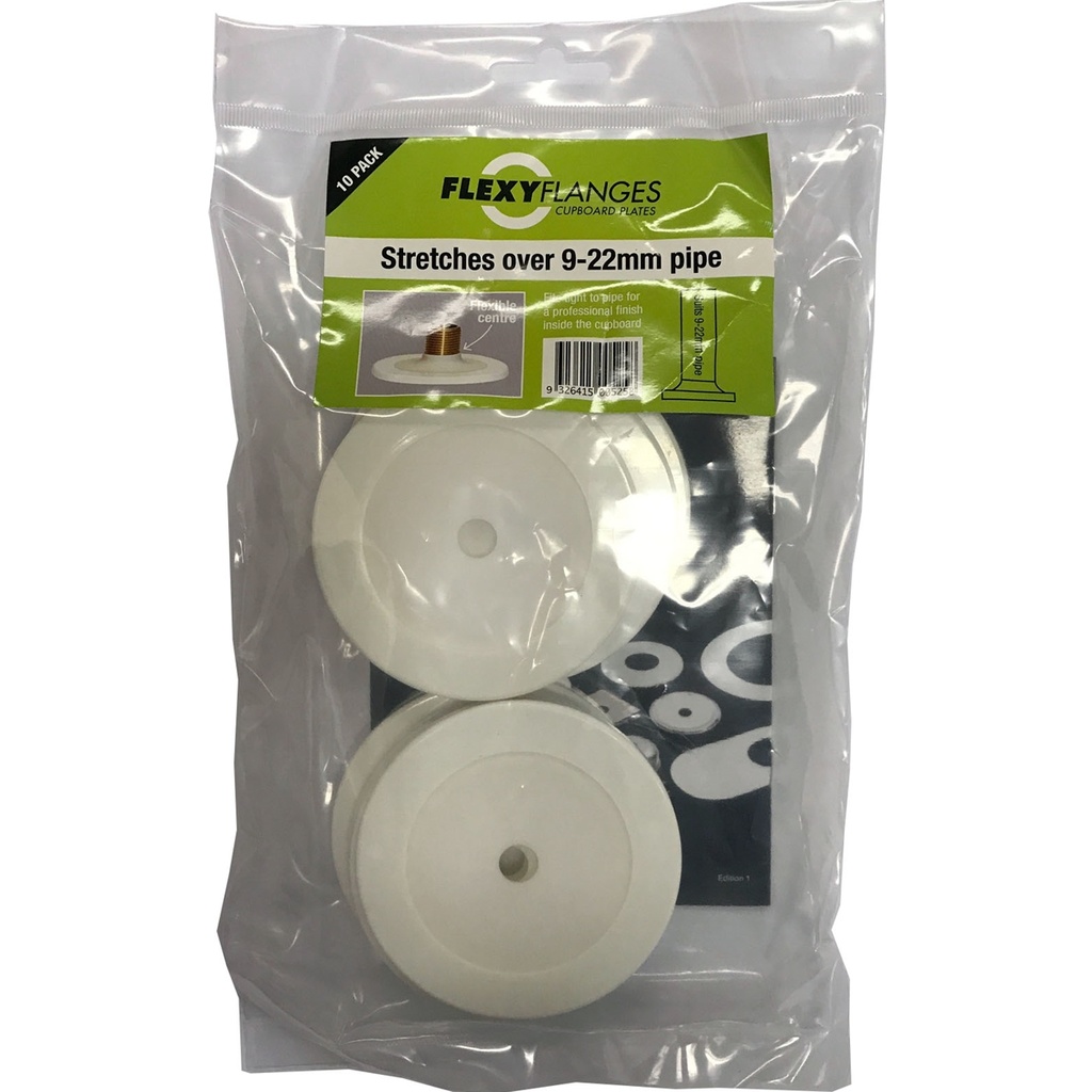 Flexi Flange Cupboard Cover Plate Round White 9mm to 22mm - 10 Pack ...