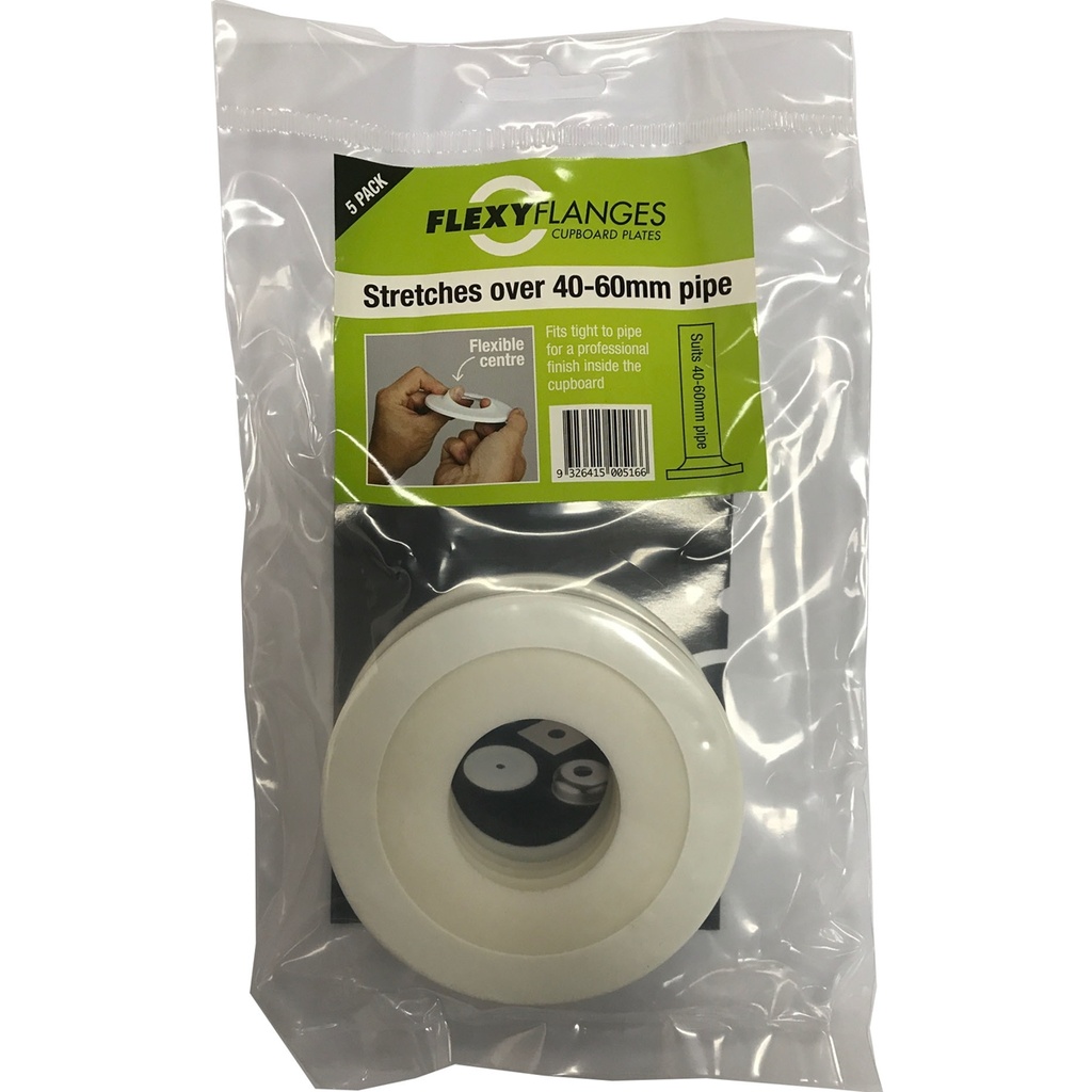 Flexi Flange Cupboard Cover Plate Round White 40mm to 60mm - 5 Pack ...