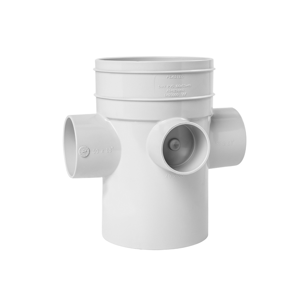 DWV Riser 4-Way 100mm MF 50x50x40x40 | Forge Plumbing Australia